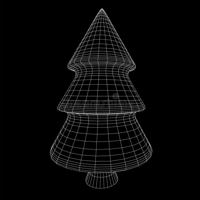 Wireframe a Christmas Tree Sign Mesh Stock Vector - Illustration of ...