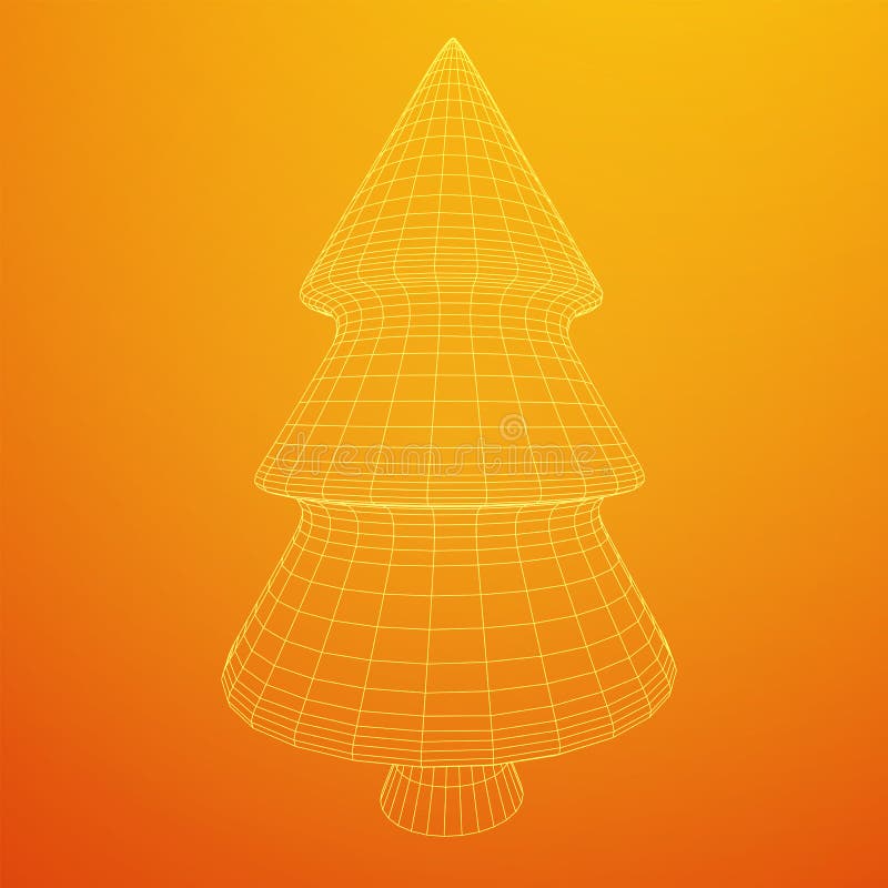 Wireframe a Christmas Tree Sign Mesh Stock Vector - Illustration of ...