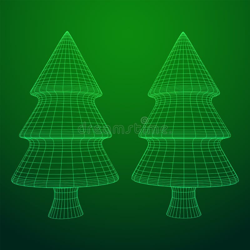 Wireframe a Christmas Tree Sign Mesh Stock Vector - Illustration of ...