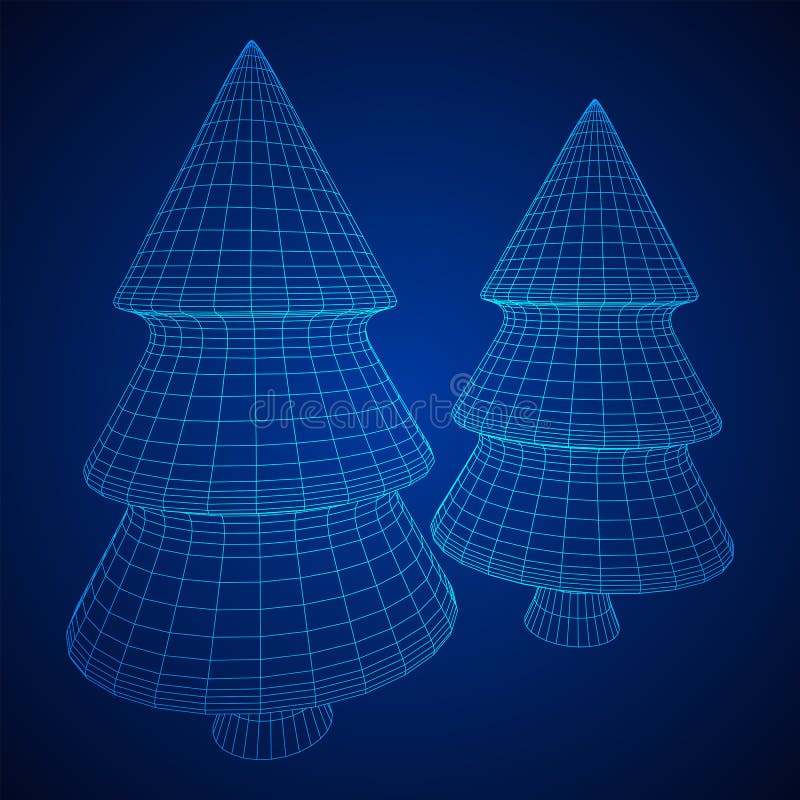 Wireframe a Christmas Tree Sign Mesh Stock Vector - Illustration of ...