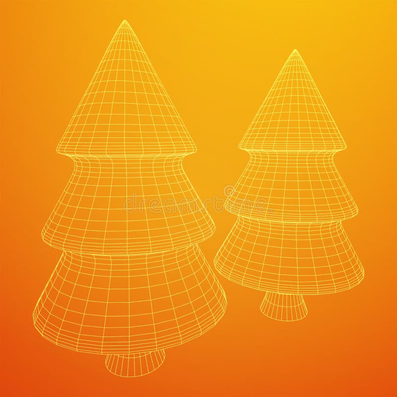 Wireframe a Christmas Tree Sign Mesh Stock Vector - Illustration of ...