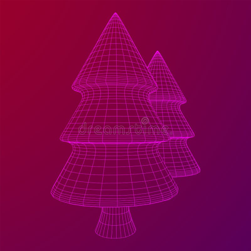 Wireframe a Christmas Tree Sign Mesh Stock Vector - Illustration of ...