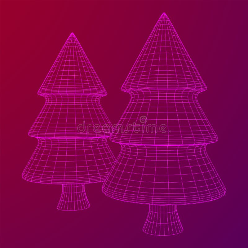 Wireframe a Christmas Tree Sign Mesh Stock Vector - Illustration of ...