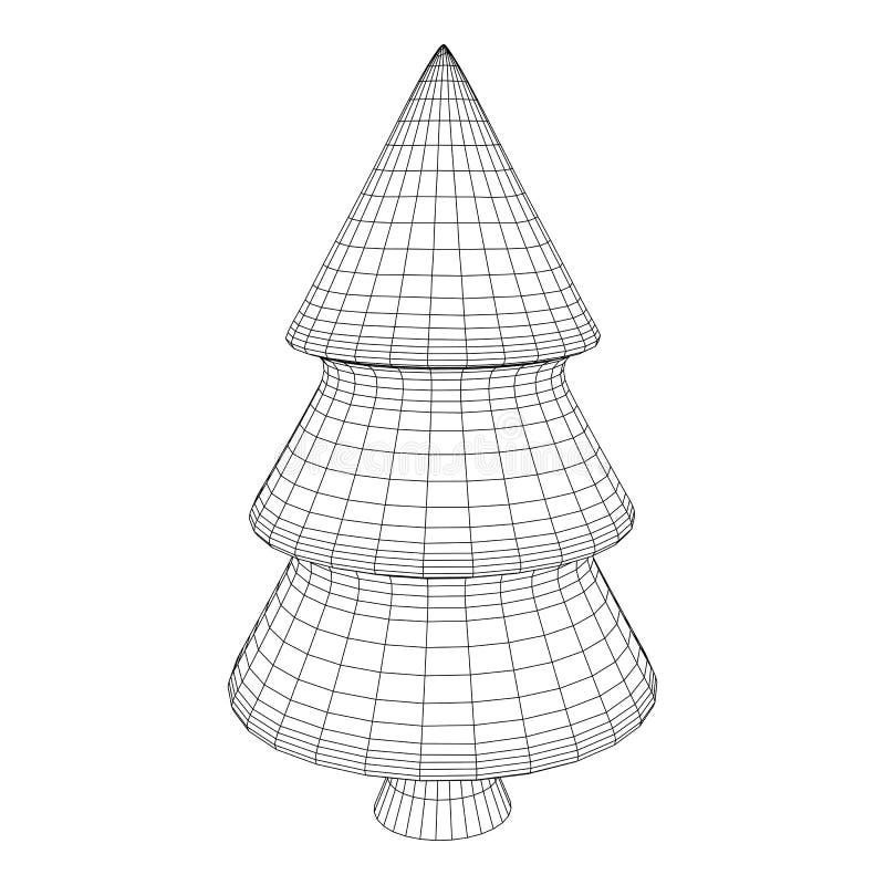 Wireframe a Christmas Tree Sign Mesh Stock Vector - Illustration of ...