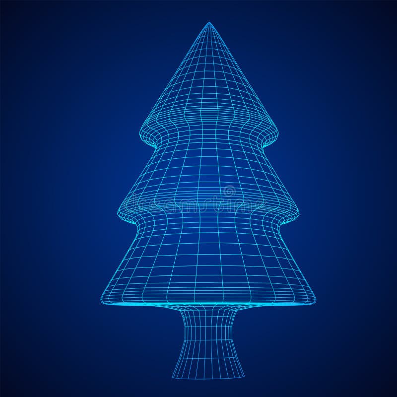 Wireframe a Christmas Tree Sign Mesh Stock Vector - Illustration of ...