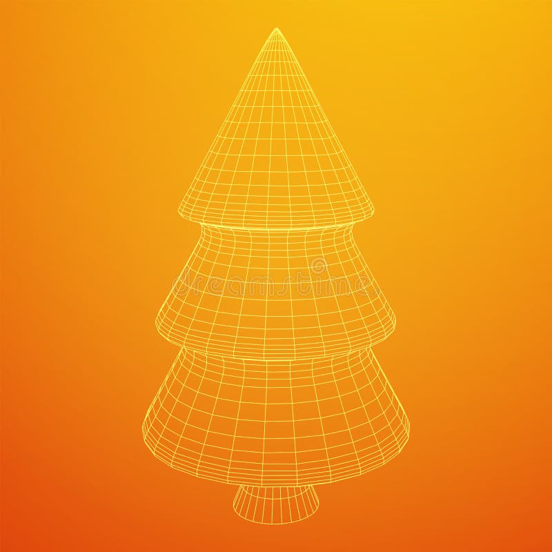 Wireframe a Christmas Tree Sign Mesh Stock Vector - Illustration of ...