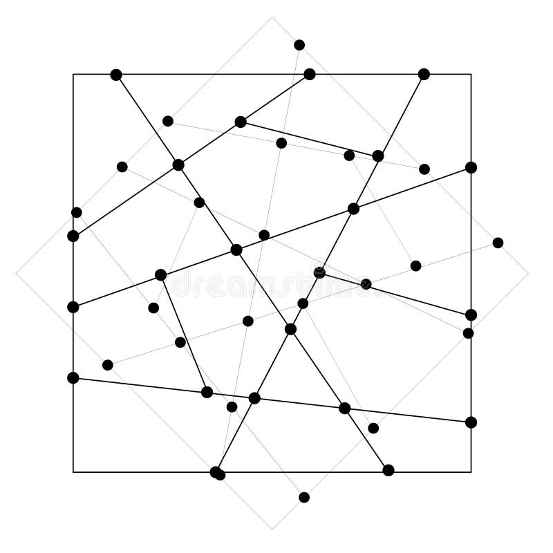 Wireframe Connecting Square Shapes with Dots and Lines Stock Vector ...