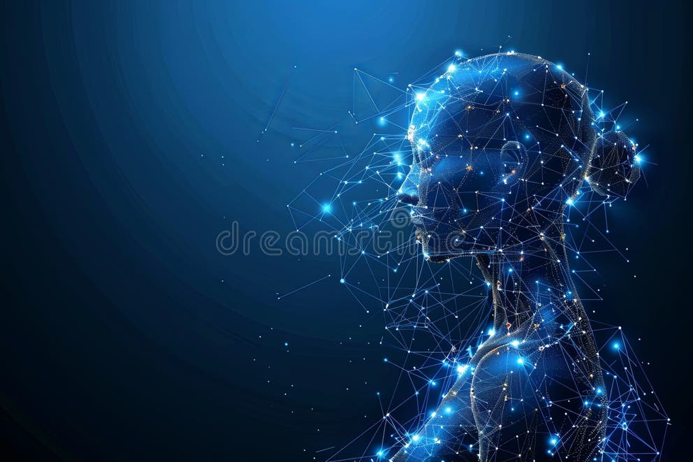 Wireframe Connection Depicted by Techno Robot in Silent Communication ...