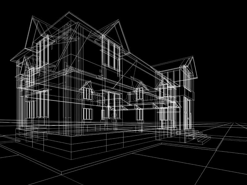 Wireframe of cottage stock illustration. Illustration of design - 4202184