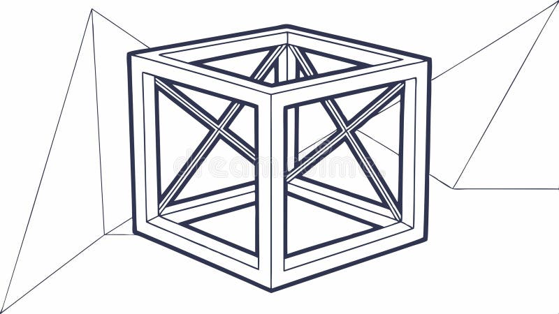 Wireframe Cube Box 3D Structure and Modern Design for Packaging Vector ...