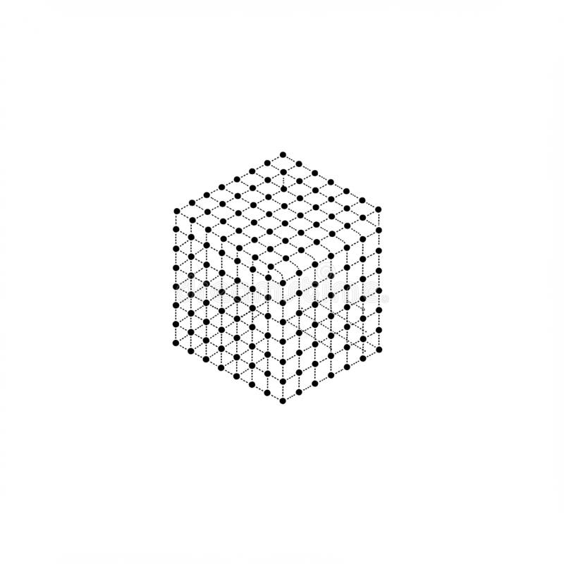 A Wireframe Cube is Depicted on a White Background, Composed of ...