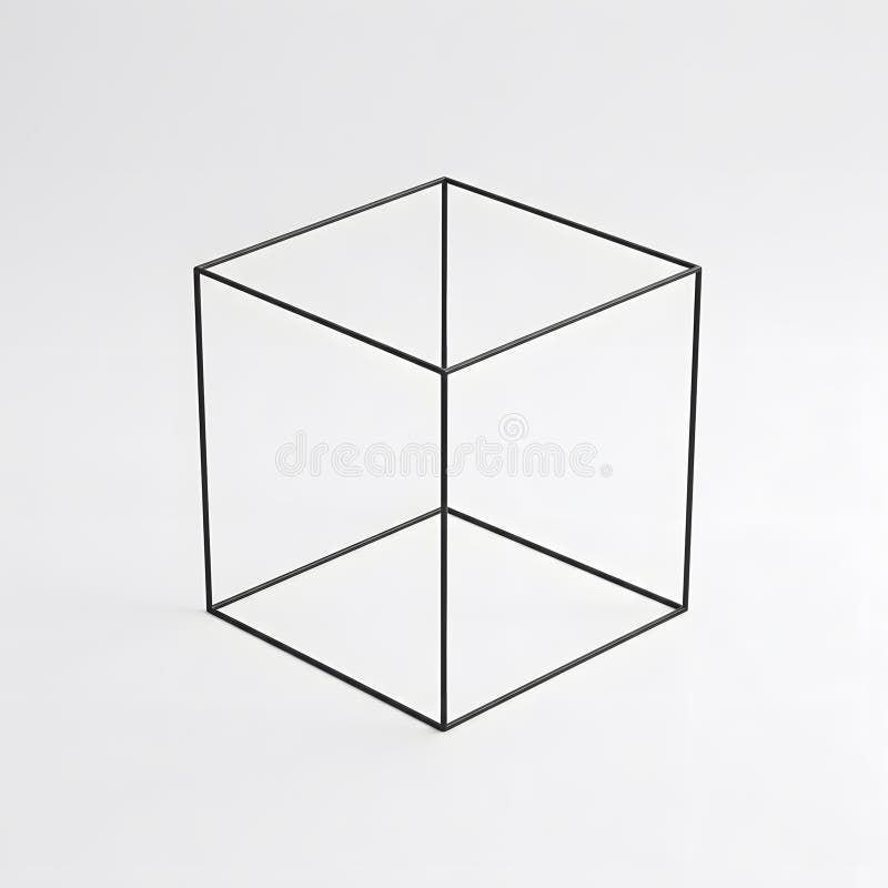 Wireframe Cube on White Background Stock Illustration - Illustration of ...