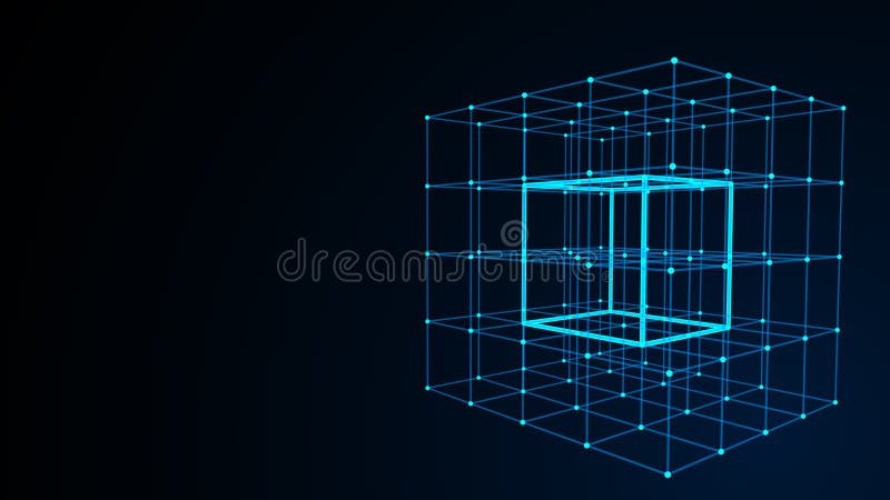 Wireframe Cubes From Different Sides Vector Abstract Geometric 3d Objects Stock Vector