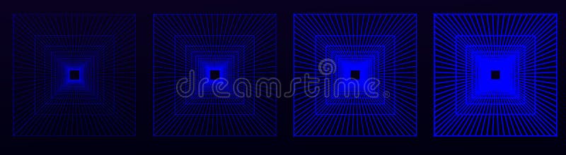 Wireframe 3d Frame Room. Abstract Perspective Grid in Vintage Style ...