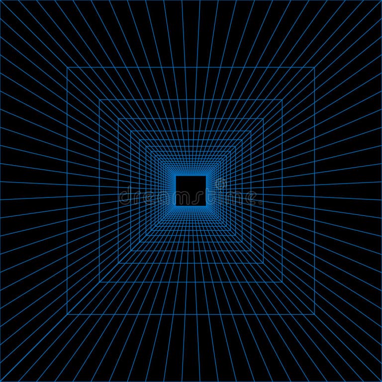 Wireframe 3d Frame Room. Abstract Perspective Grid in Vintage Style ...