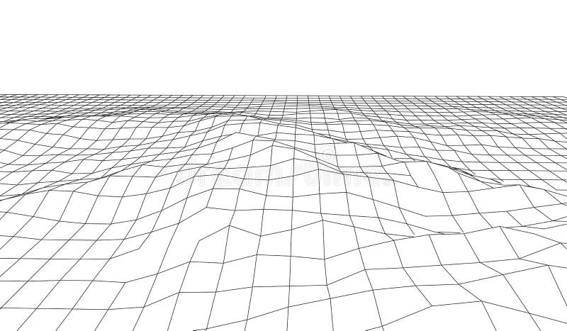 Wireframe 3D Landscape Mountains. Futuristic 3D Cartography. Wireframe ...