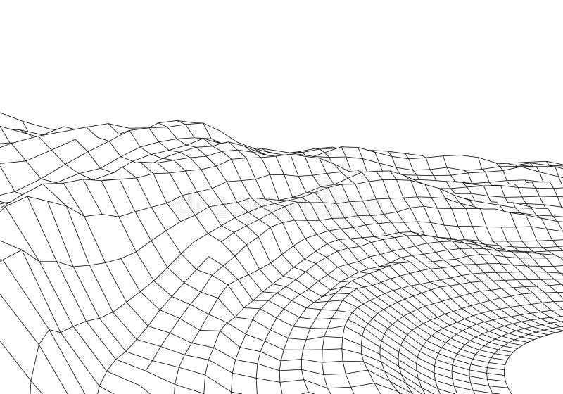 Wireframe 3D Landscape Mountains. Futuristic 3D Cartography. Wireframe ...