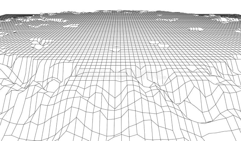 Wireframe 3D Landscape Mountains. Futuristic 3D Cartography. Wireframe ...