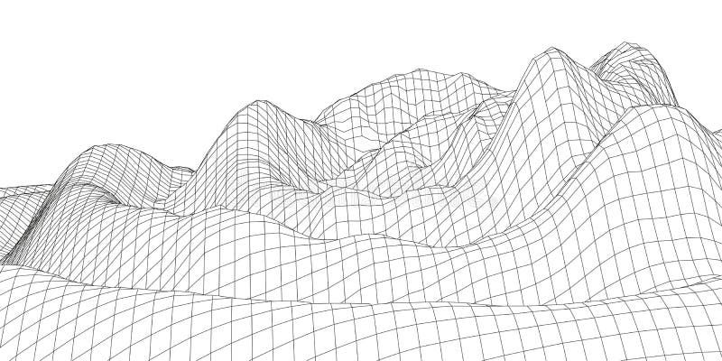 Wireframe 3D Landscape Mountains. Wireframe Landscape Wire. 3d ...