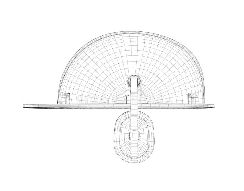 Wireframe of 3d Model Safety Helmet with Earphones Isolated on the ...