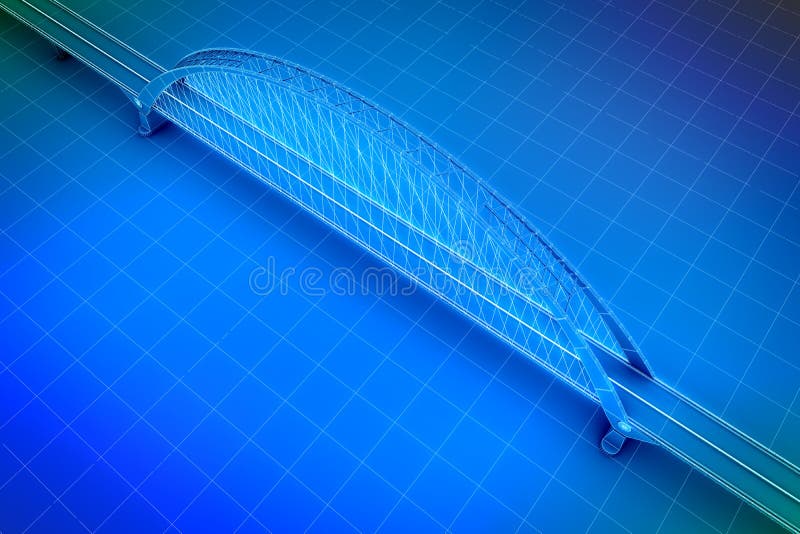 Wireframe 3d Render of a Bridge Stock Illustration - Illustration of ...