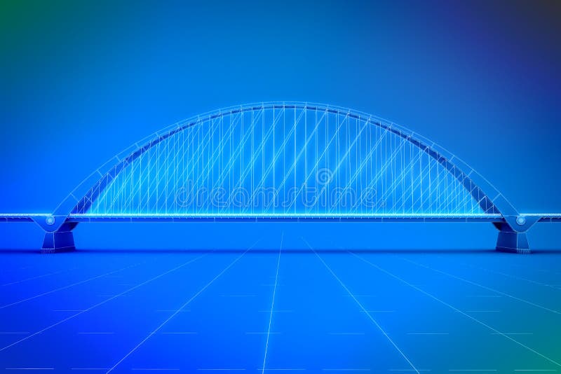 Wireframe 3d Render of a Bridge Stock Illustration - Illustration of ...