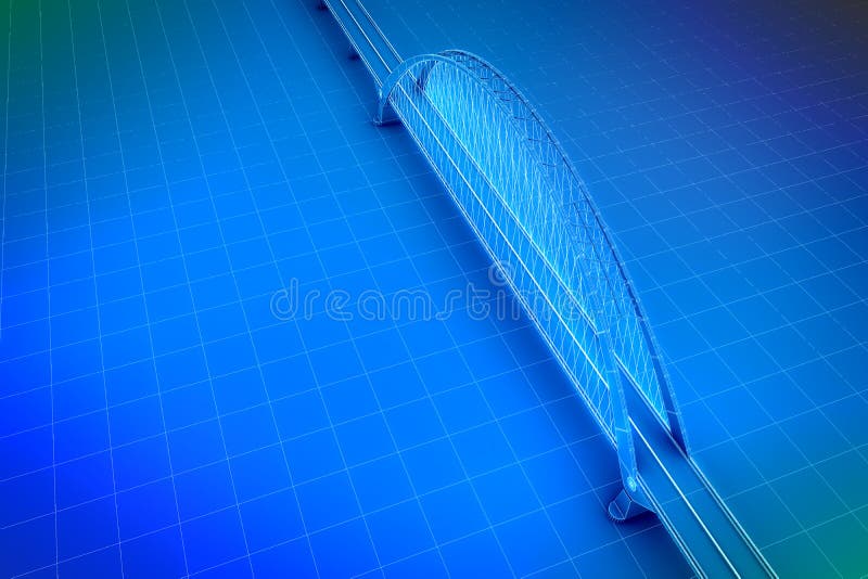 Wireframe 3d Render of a Bridge Stock Illustration - Illustration of ...