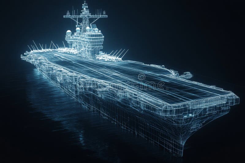 Wireframe 3d Renderings of Aircraft Carriers Showcasing Futuristic ...