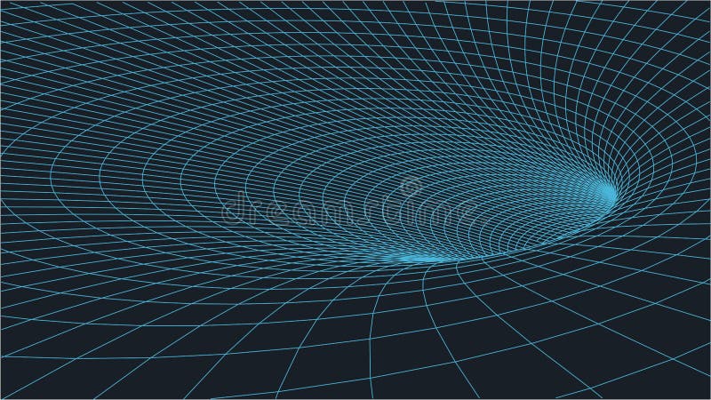 Wireframe 3D Tunnel. Perspective Grid Background Texture. Mesh Wormhole ...