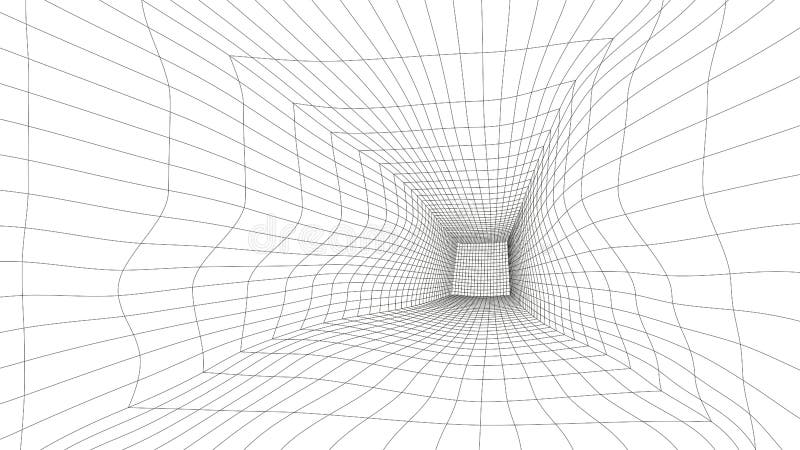 Wireframe Deformed Room on the White Background. Optical Illusion ...