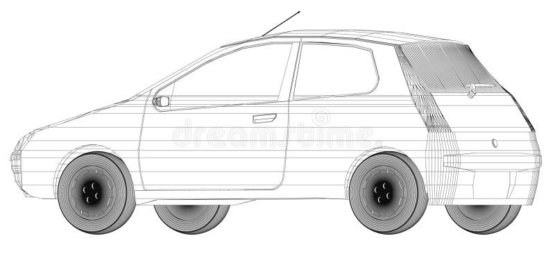 Wireframe Design of Modern Car Stock Illustration - Illustration of ...