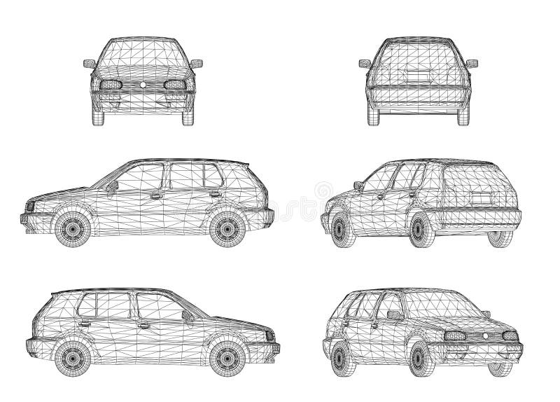 Wireframe design of car stock illustration. Illustration of generated ...