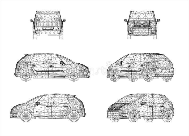 3D wireframe design of car stock illustration. Illustration of modern ...