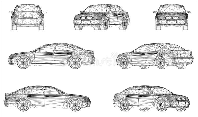 3D wireframe design of car stock illustration. Illustration of modern ...
