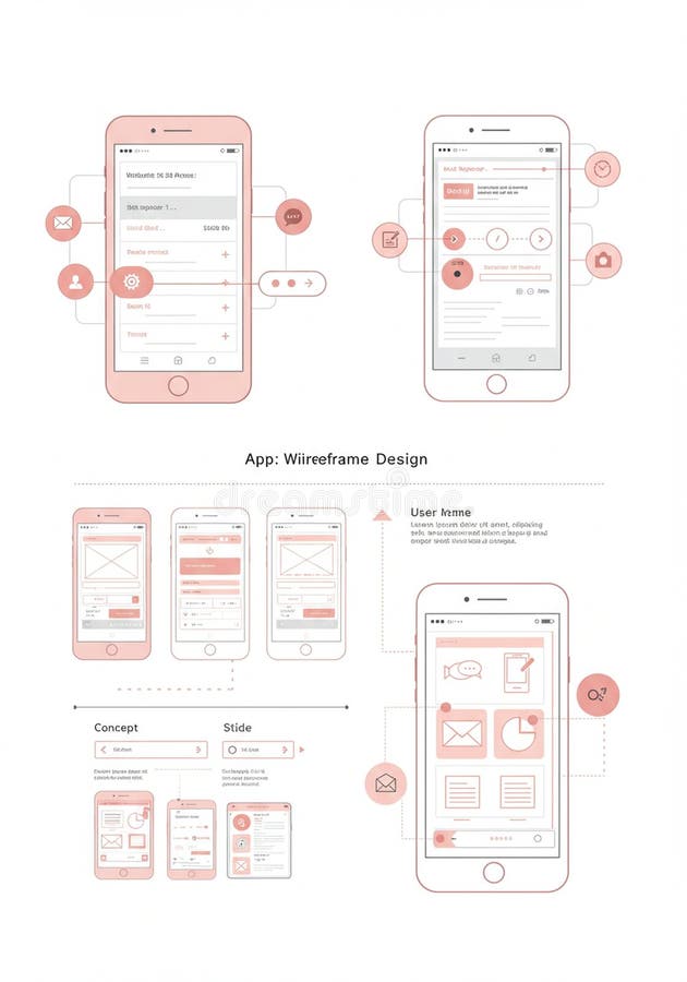 A Wireframe Design Showcasing a Mobile App Interface in a Minimalist ...