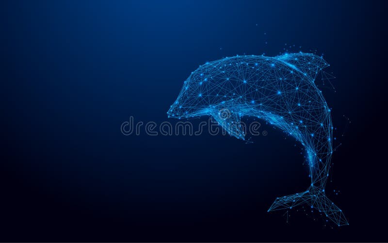 Wireframe Dolphin Mesh from a Starry on Blue Background Stock Vector ...