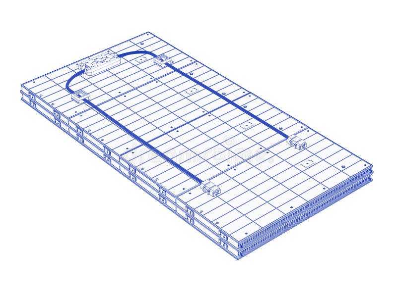 Wireframe of Electric Vehicle Battery or Pack of Lithium-ion Battery ...