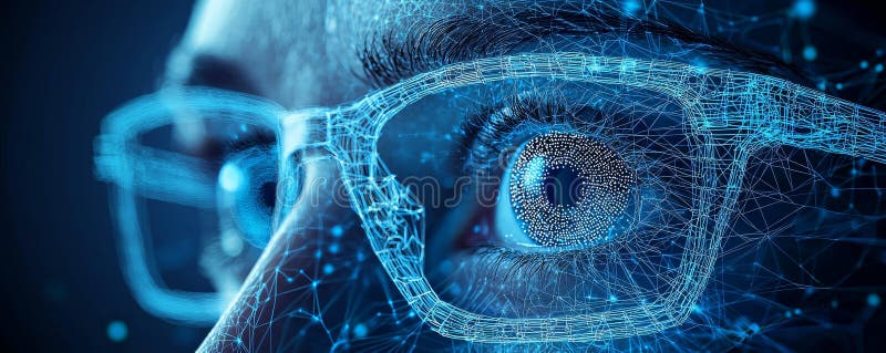 Wireframe Eye with Digital Connections Representing Technology and ...