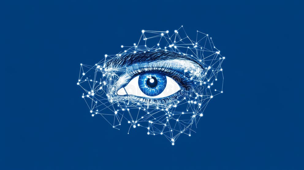 A Wireframe Eye with Polygons Showing Technology Face Recognition and ...