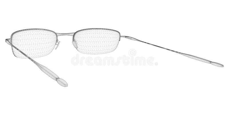 Wireframe of Eyeglasses from Black Lines Isolated on White Background ...