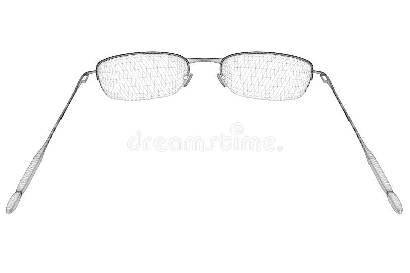 Wireframe of Eyeglasses from Black Lines Isolated on White Background ...