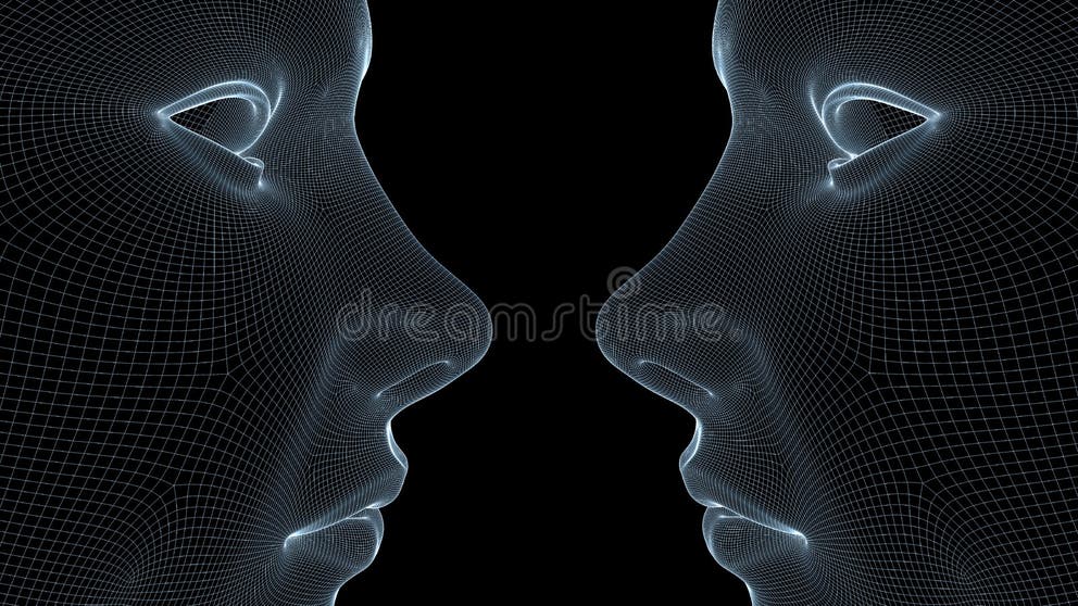 Two Human Faces Profile Stock Illustrations – 376 Two Human Faces ...