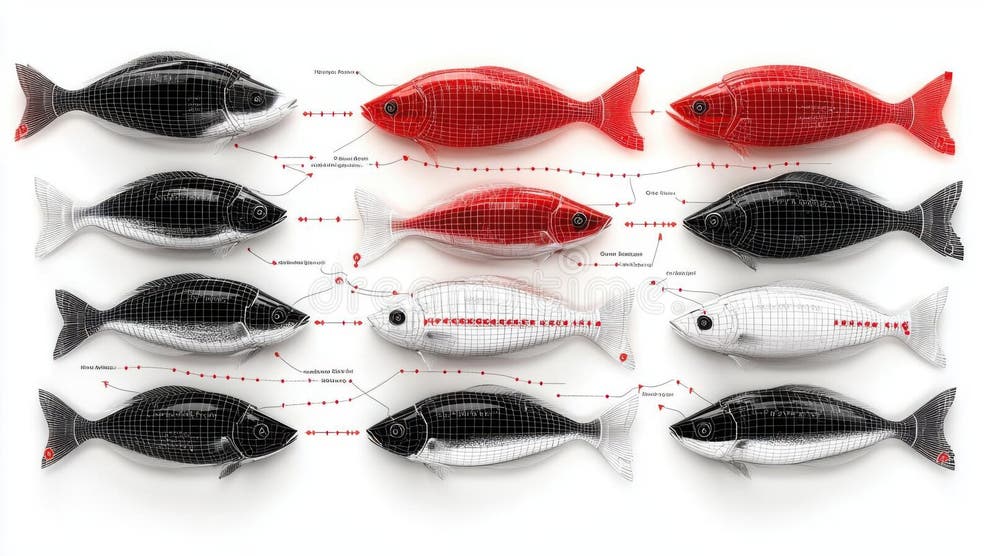 Wireframe Fish Evolution stock illustration. Illustration of form ...