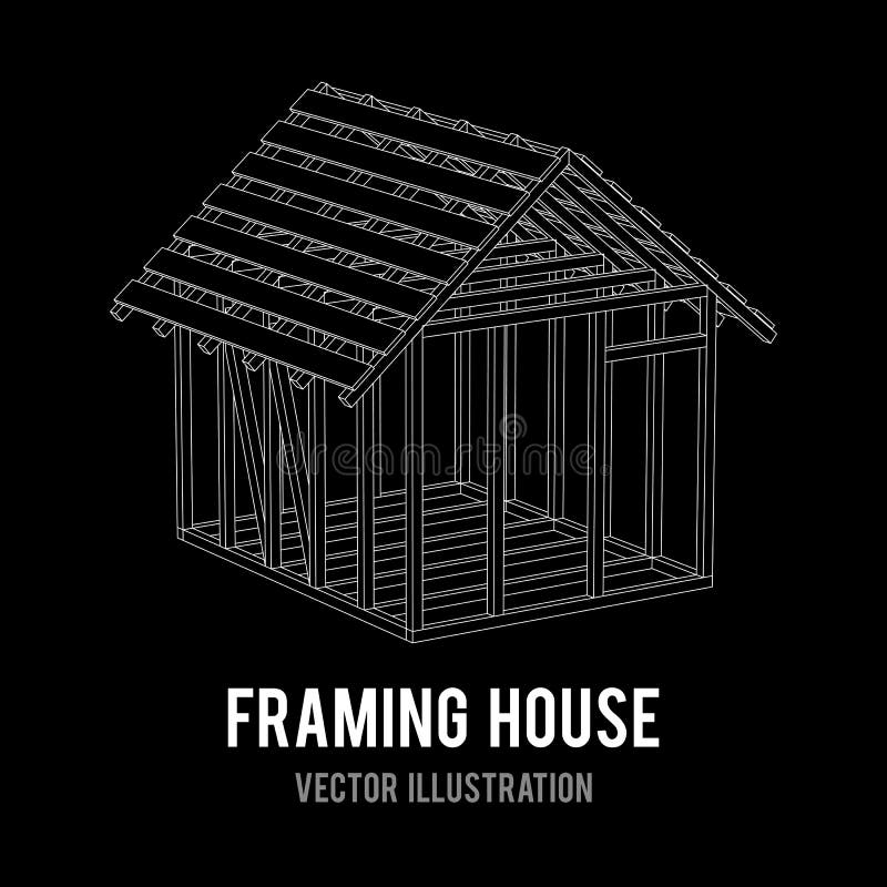 Wireframe framing house stock vector. Illustration of mesh - 106158617