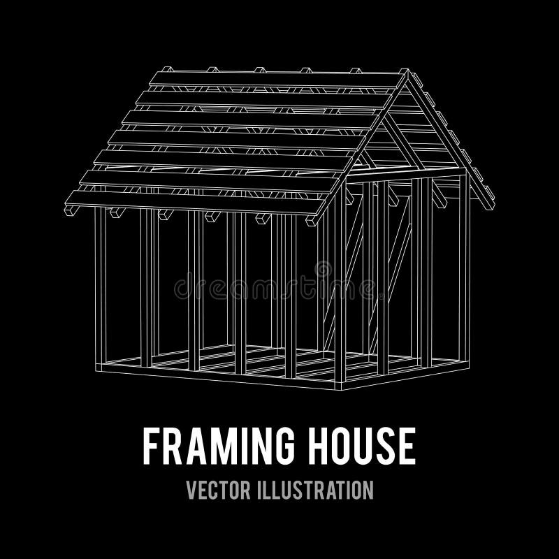 Wireframe framing house stock vector. Illustration of architectural ...