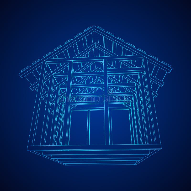 Wireframe framing house stock vector. Illustration of architecture ...