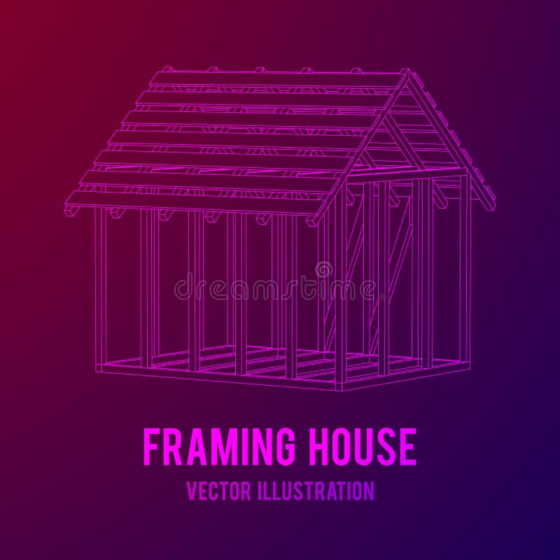 Wireframe framing house stock vector. Illustration of house - 105829136