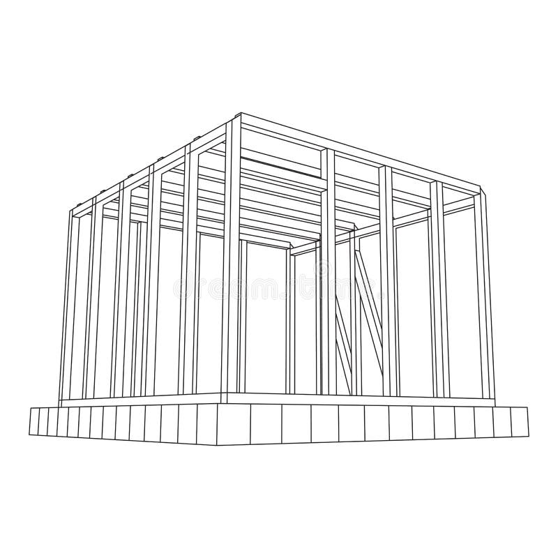 Wireframe framing house stock vector. Illustration of building - 120726019