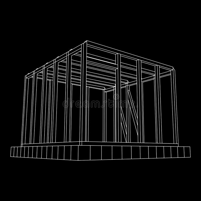 Wireframe framing house stock vector. Illustration of estate - 120793968