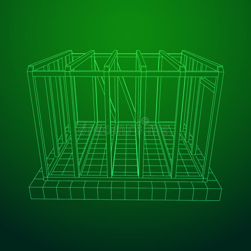 Wireframe framing house stock vector. Illustration of floor - 120794006